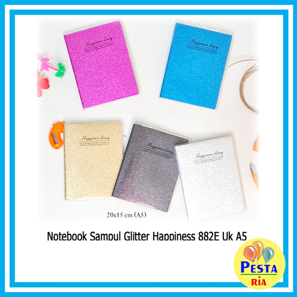 Jual Murah!! (1Pcs) Notes Sampul Gliter Happiness Uk A5, notebook, buku ...