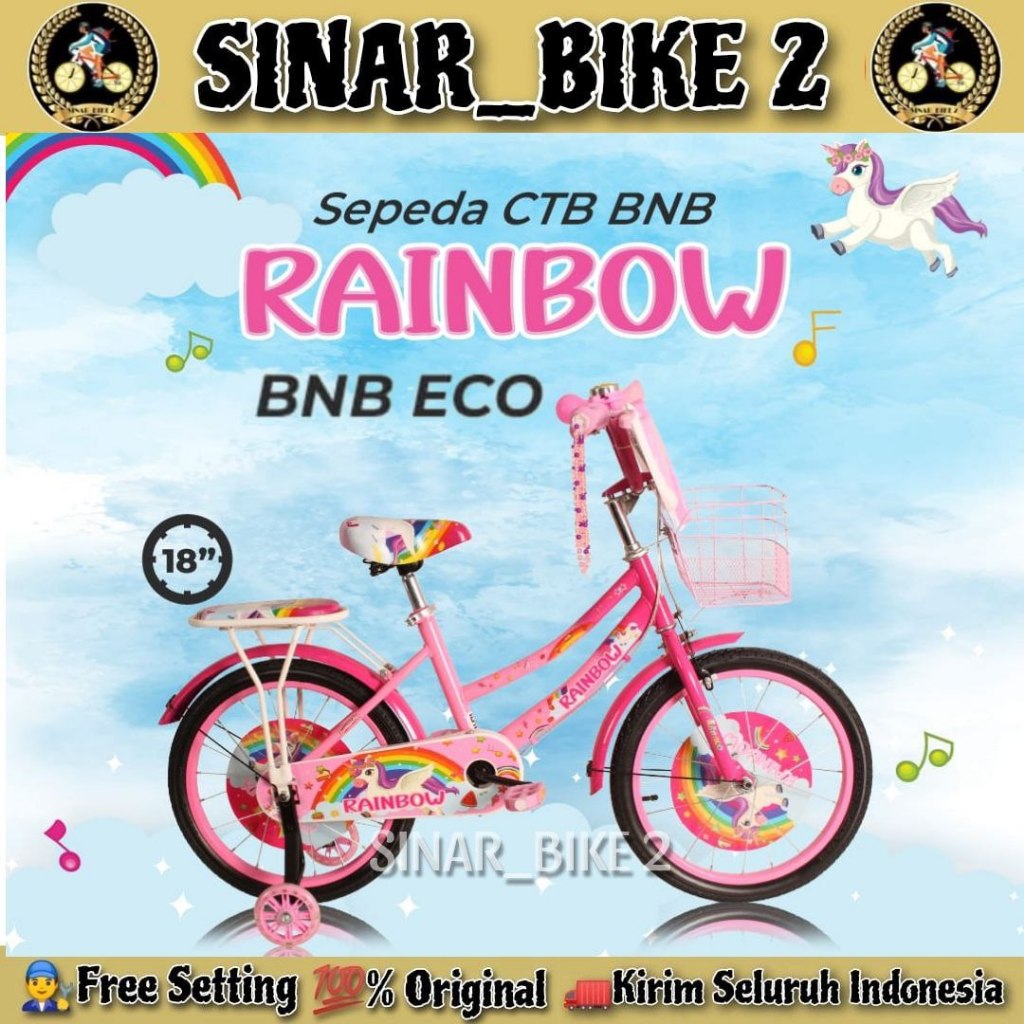 Jual Sepeda Mini Anak Perempuan BNB RAINBOW Ukuran 12 16 18 Inch ...