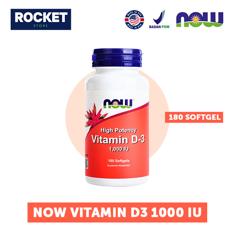 Jual NOW FOODS Vitamin D3 1000 IU High Potency 180 softgel - Vit D MADE IN USA | Shopee Indonesia