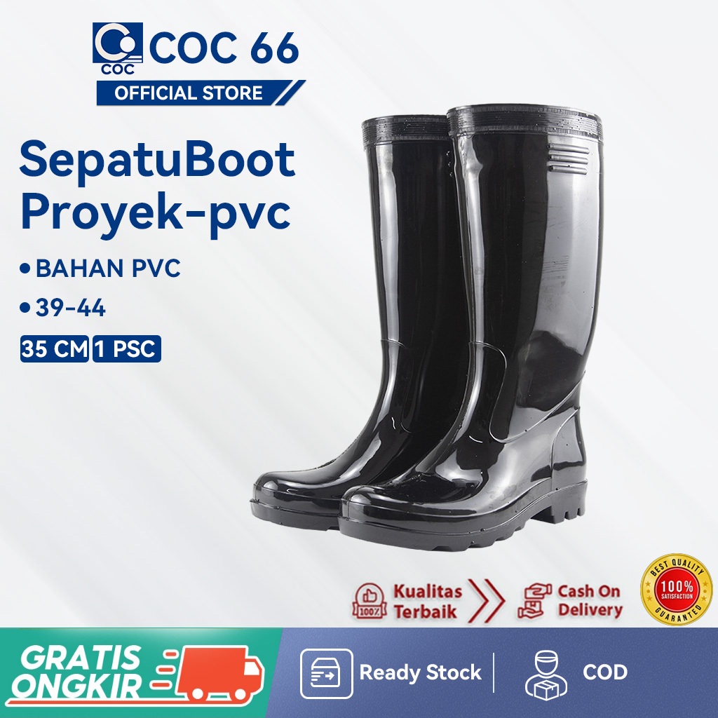 Jual SEPATU BOOT PRIA WANITA KARET JEEP HITAM KERJA PROYEK ANTI AIR ...