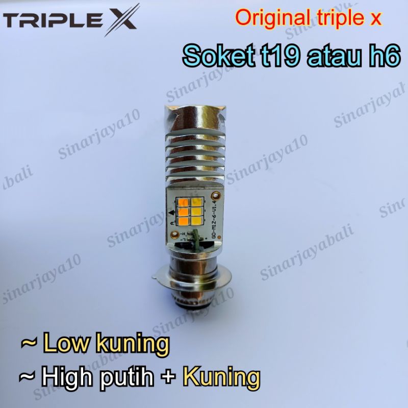 Jual Lampu led motor bohlam utama t19 h6 m5 p15d hs1 h4 original triple x | Shopee Indonesia