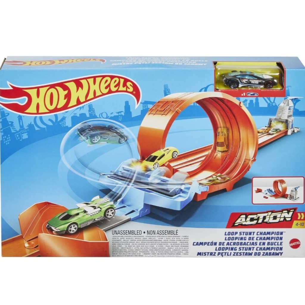 Jual Hot Wheels Loop Stunt Champion Track Set GBF81 with Dual-Track ...