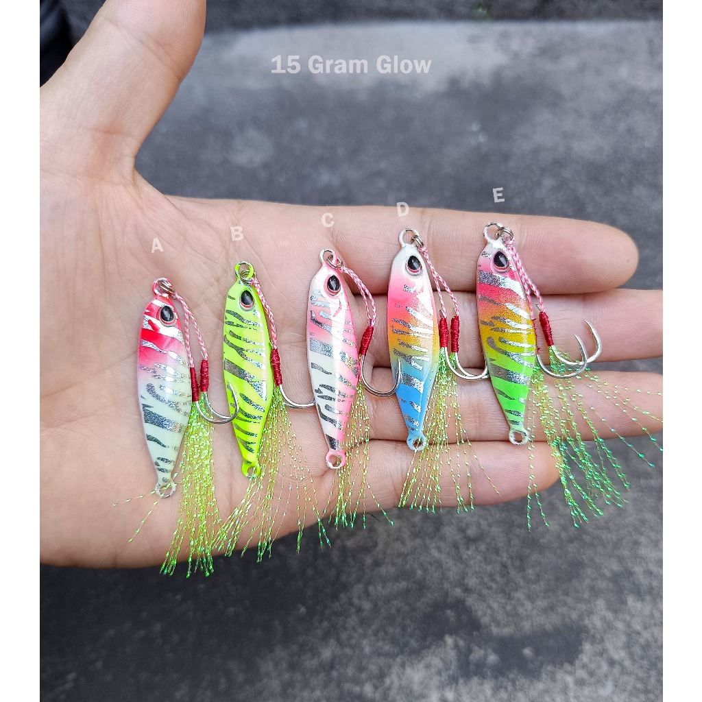 Jual Lure Micro Metal Jig Tetra 15 gram Glow + Assist Hook - Umpan Pancing | Shopee Indonesia
