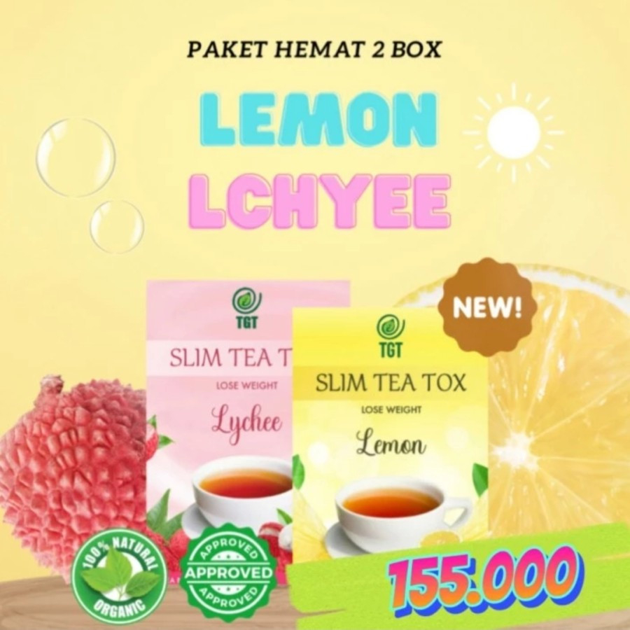Jual PAKET HEMAT 2 BOX TGT SLIM TEA LYCHEE & LEMON | Shopee Indonesia