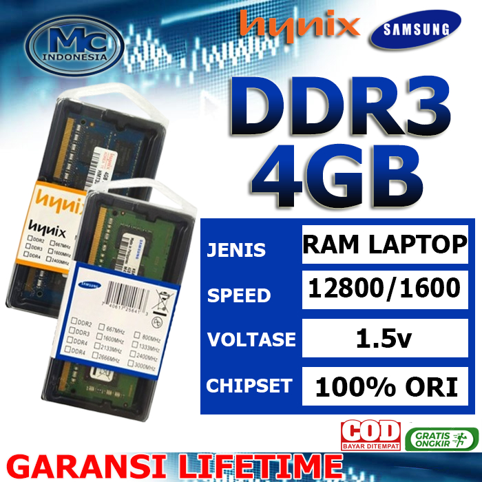 Jual Ram Laptop sodimm DDR3 4GB PC 10600 | Shopee Indonesia