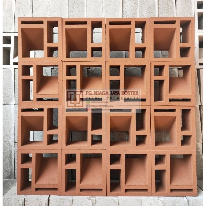 Jual roster beton minimalis merah, terakota, loster beton minimalis ...