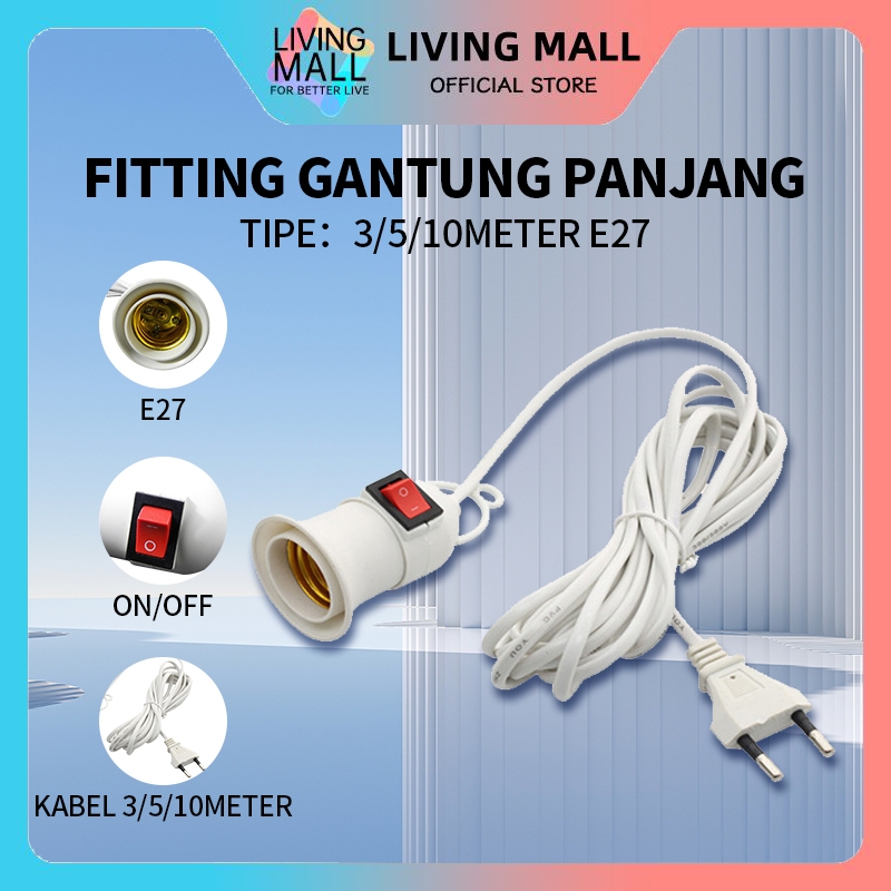 Jual Fitting Lampu Gantung Kabel 3m 3 Meter 5m 5 Meter 10m 10 Meter ...