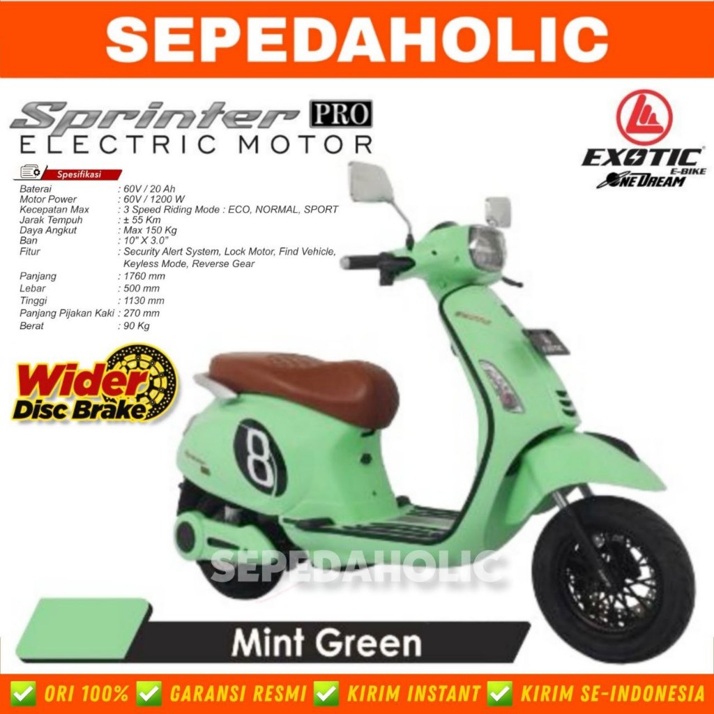 Jual Sepeda Motor Listrik EXOTIC SPRINTER PRO 1200 Watt BY PACIFIC ...