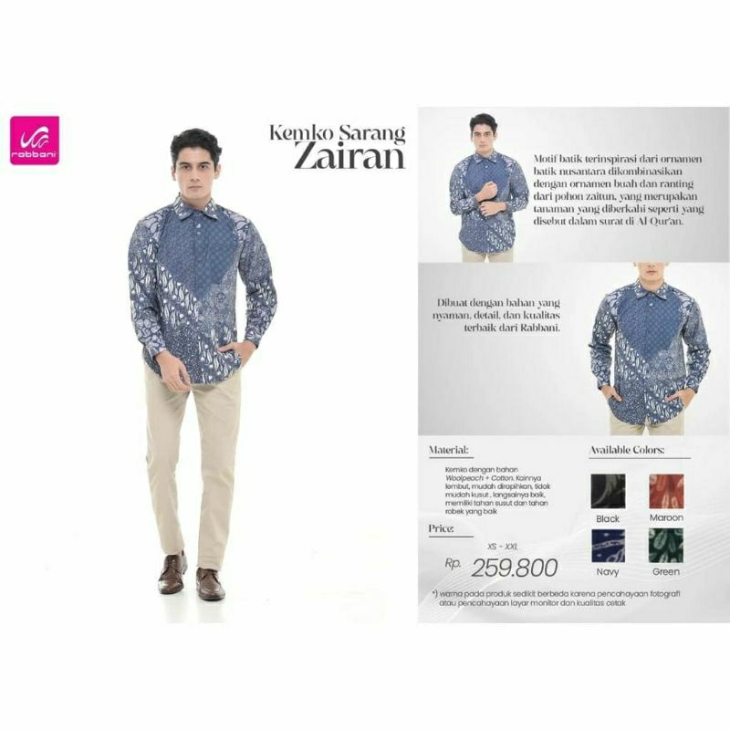 Jual Rabbani Kemko Dewasa Zairan | Kemko Batik Dewasa | Baju Batik ...