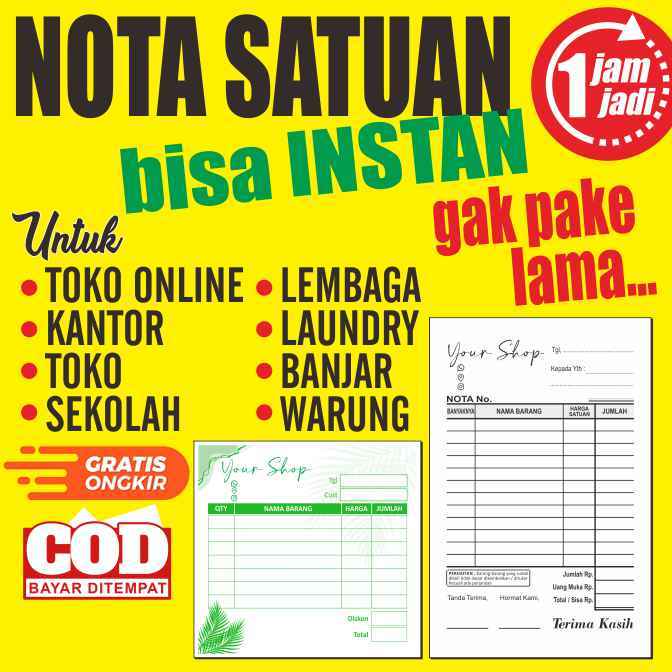Jual Nota custom nota satuan nota olshop nota cepat nota instan nota ...