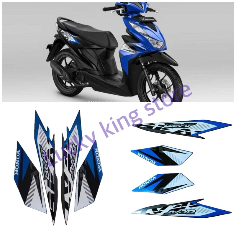 Jual Stiker Striping Motor Beat Cbs 2023 Hitam Biru Sticker Lis Body ...