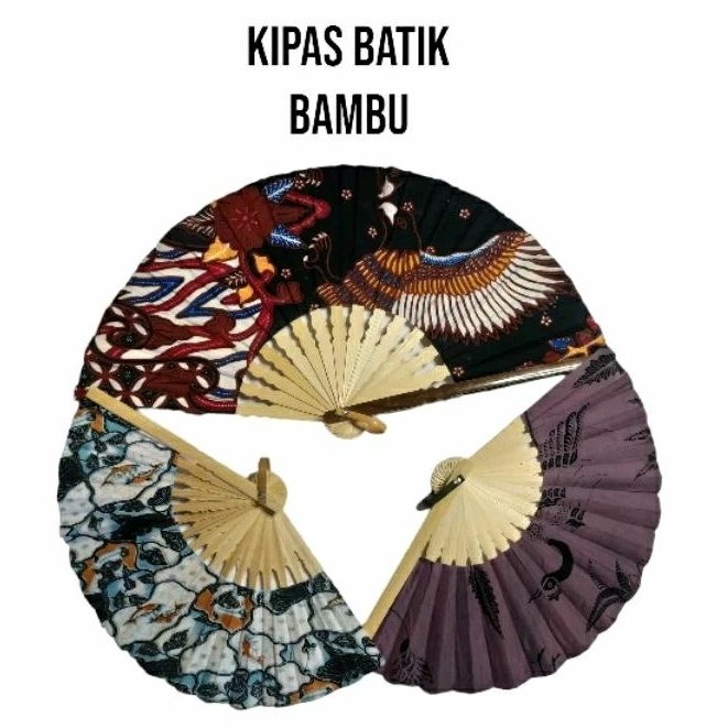 Jual COD !!! Kipas Kain Batik gagang Bambu murah | Shopee Indonesia