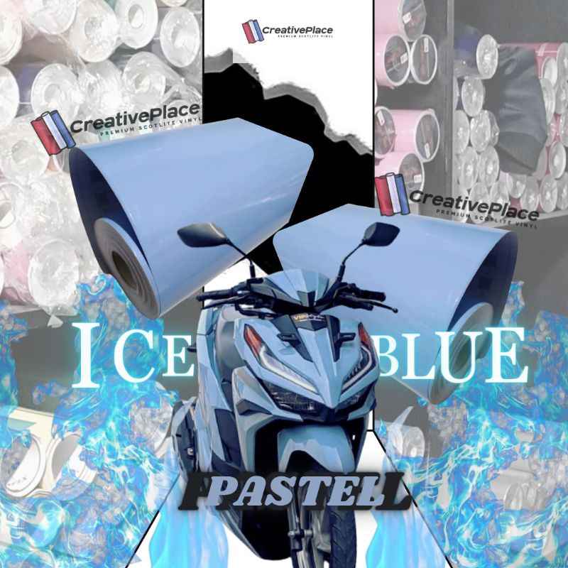 Jual sticker skotlet motor biru pastel glossy premium / scotlite ice ...