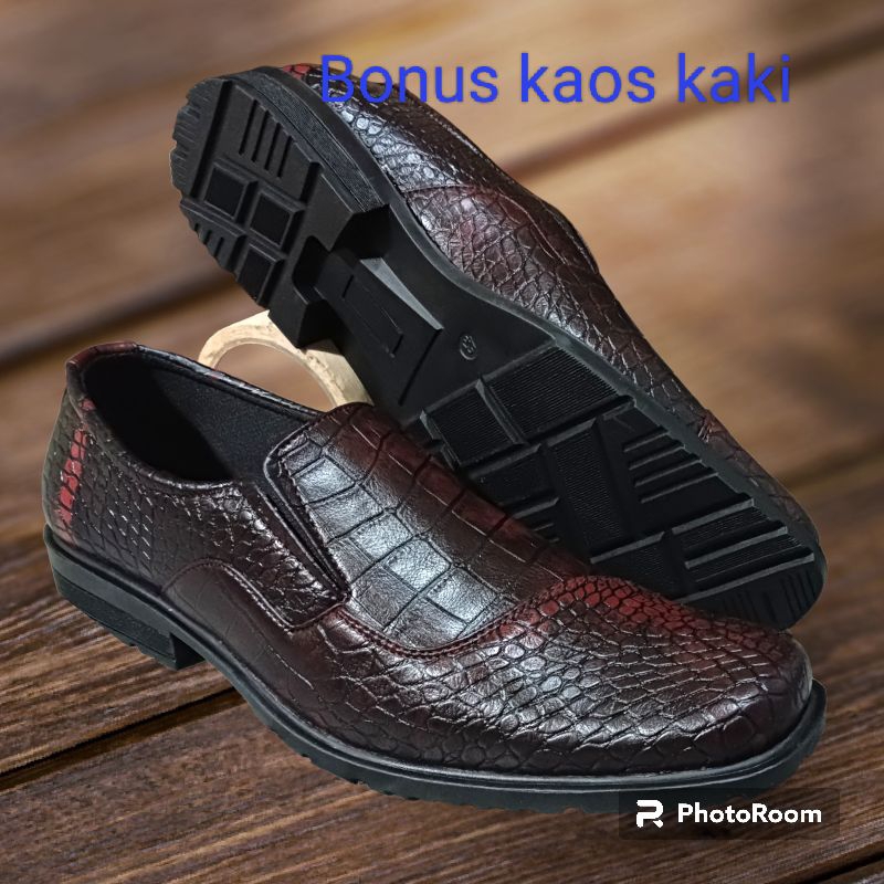 Jual sepatu formal pria ukuran jumbo/44/ 45/46/ 47 motif kulit buaya | Shopee Indonesia