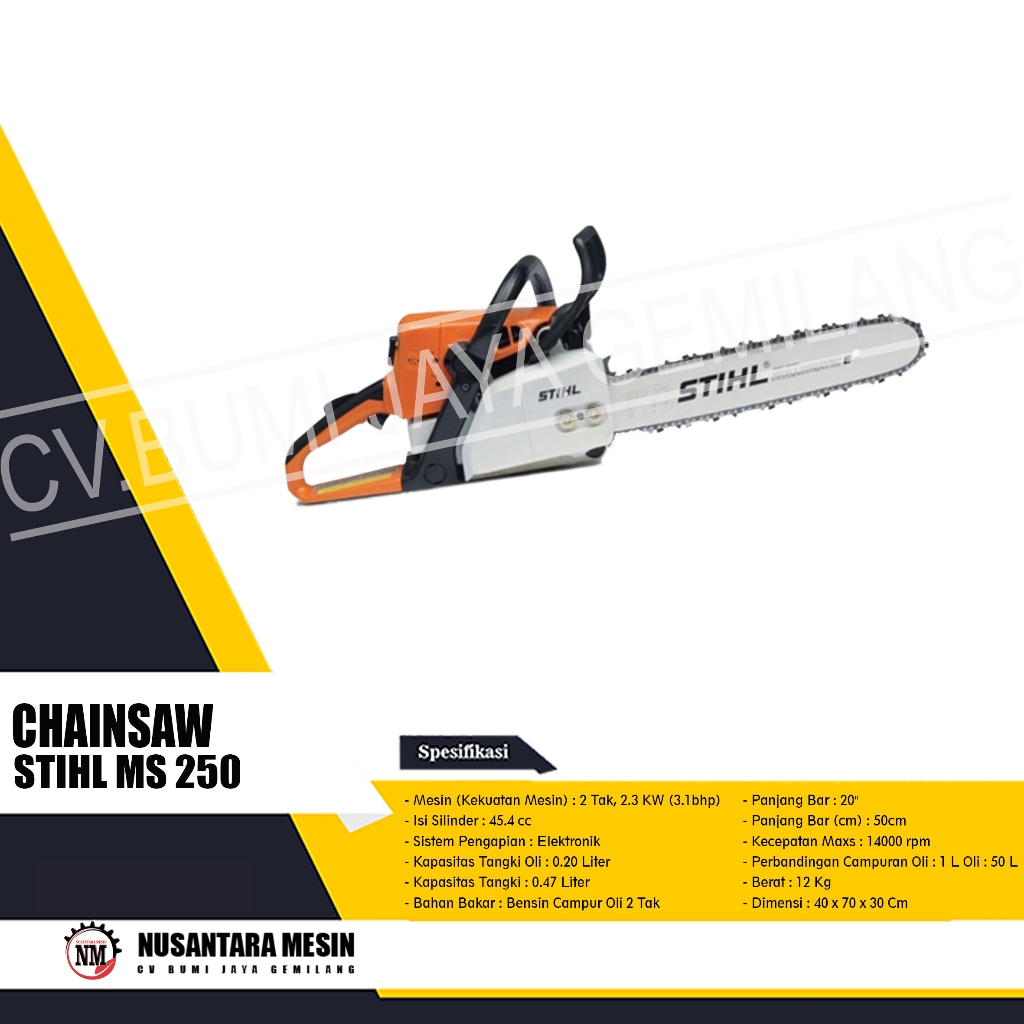 Jual MESIN GERGAJI KAYU / CHAINSAW STIHL 250 20 INCH | Shopee Indonesia
