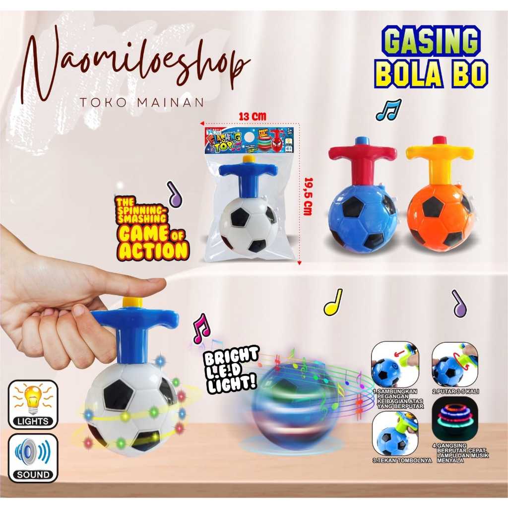 Jual FOOTBALL SPINNING TOP LED + MUSIK // MAINAN ANAK GASING BOLA ...