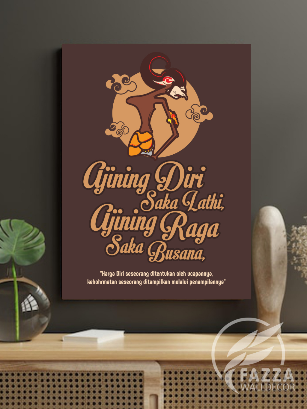 Jual Poster Kayu Hiasan Dinding Pepatah Jawa Ajining Diri Saka Lathi ...