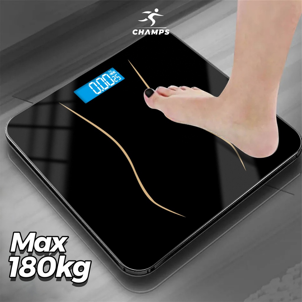 Jual CHAMPS Timbangan Badan Digital 180 Kg Mini Digital Hitam Polos ...