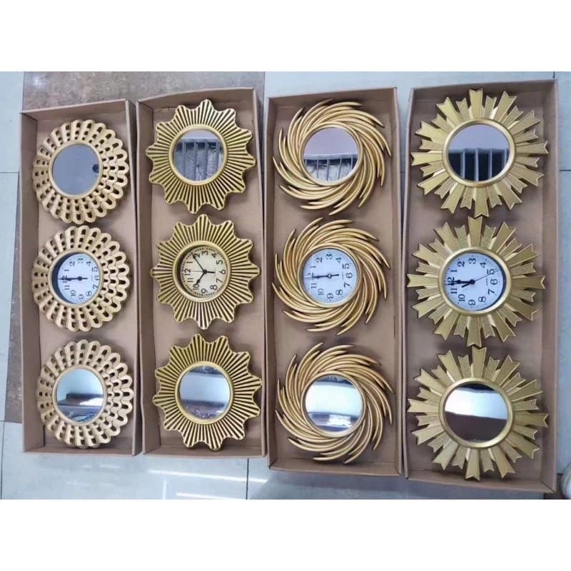 Jual 3 set jam dinding hias 1 jam dinding 2 cermin hias jam dinding ...