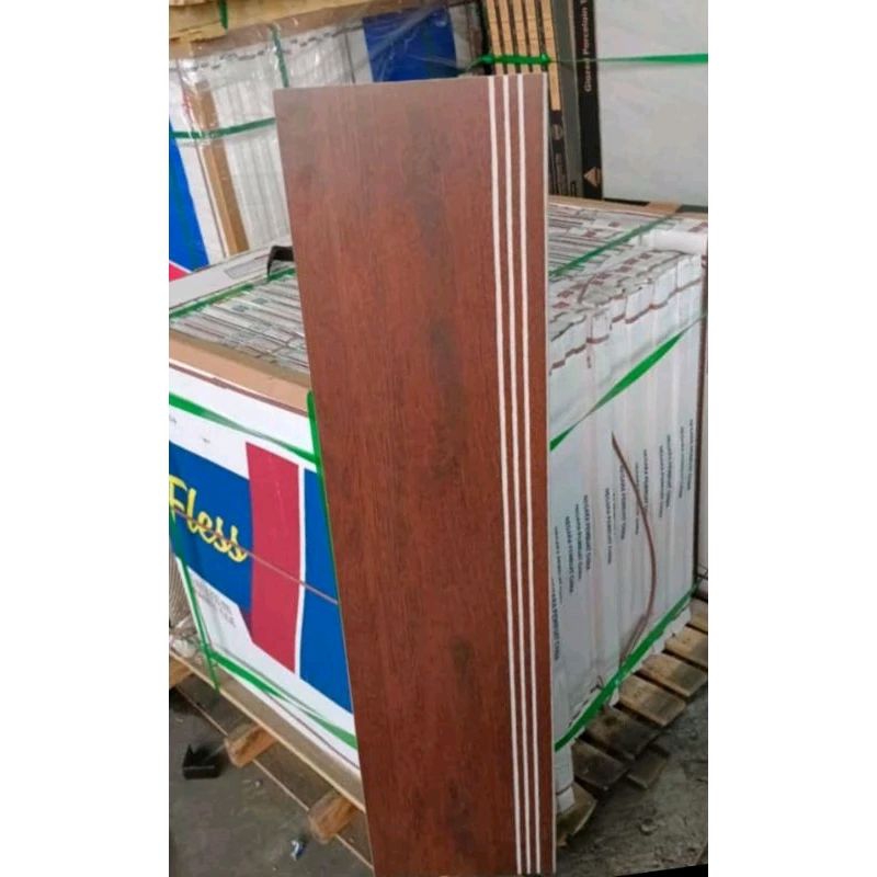 Jual granit/keramik pijakan tangga motif kayu 20x100 30x120 Custom ukuran | Shopee Indonesia