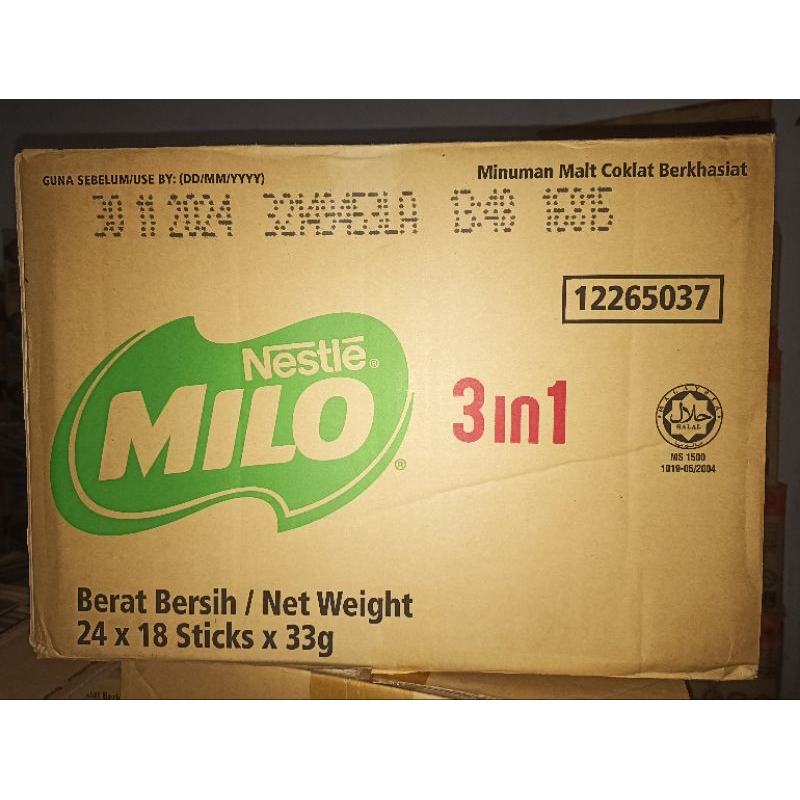 Jual Milo 3in1 isi 18 stik/MILO 3 IN 1 Per dus/1 Dus | Shopee Indonesia