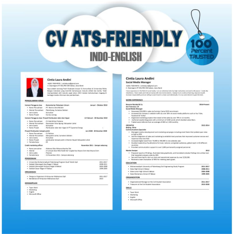 Jual CV ATS FRIENDLY Profesional (Indo/English) | Shopee Indonesia
