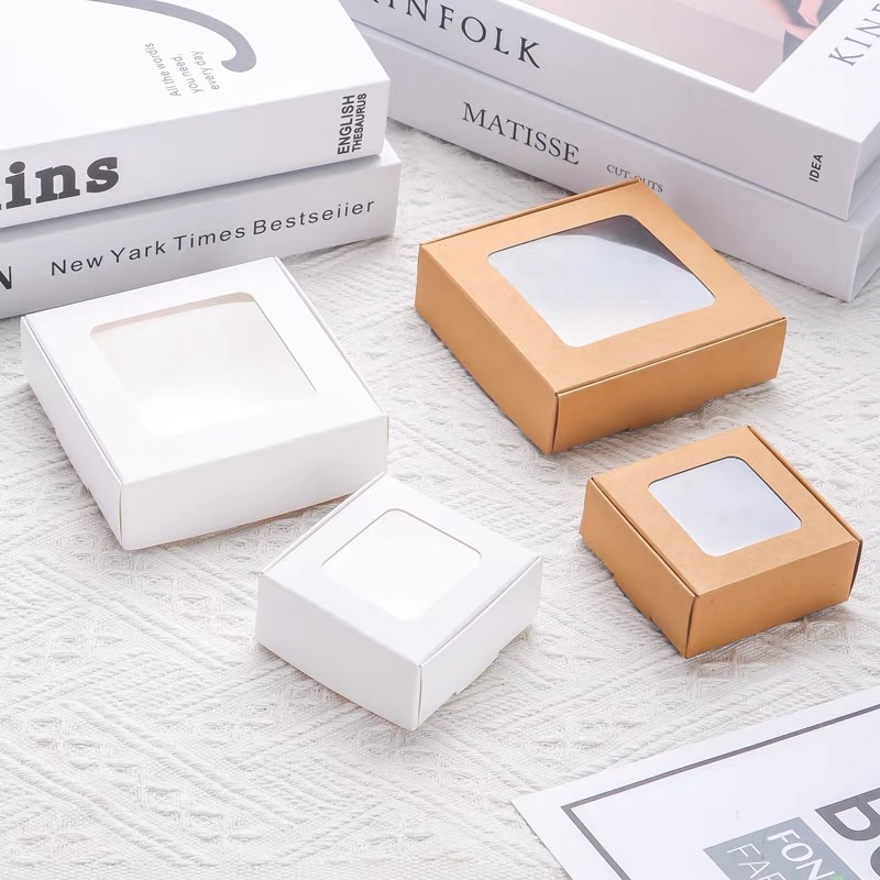 Jual Kotak semi mika putih | Box persegi bening transparan Milk bun ...