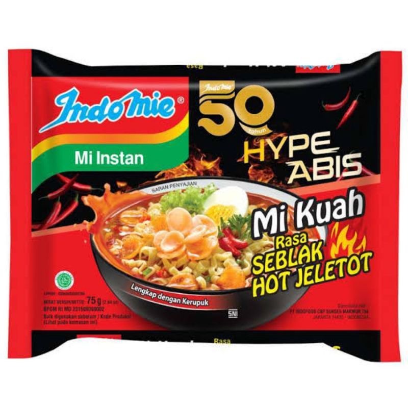 Jual NOODLES/MIE INSTANT INDOMIE KUAH HYPEABIS RASA SEBLAK HOT JELETOT ...