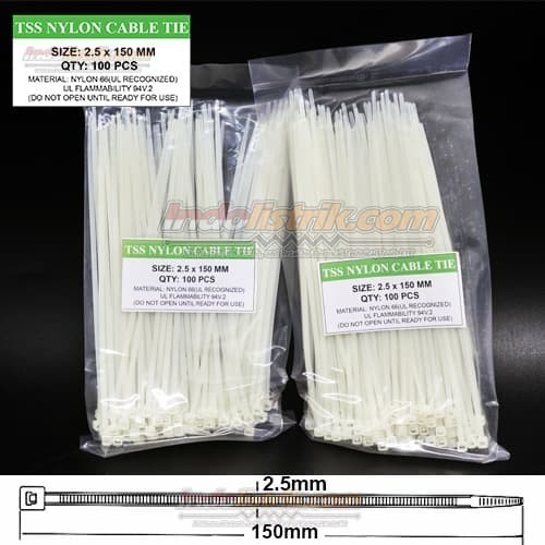 Jual KABEL TIES TIE TALI IKAT KREK KLIP PANJANG 15CM 15 CM NYLON PUTIH ...