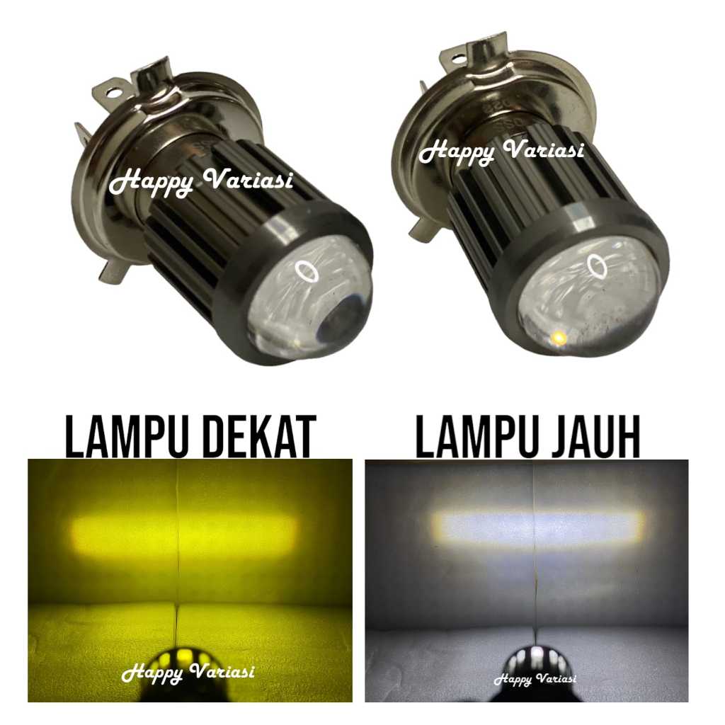 Jual Lampu LED Utama Motor H4 Laser D2 High Low Cahaya Kuning Putih | Shopee Indonesia