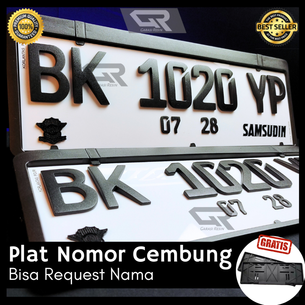 Jual Plat Nomor Mobil Akrilik Timbul Model Cembung / Bonus dudukan ...