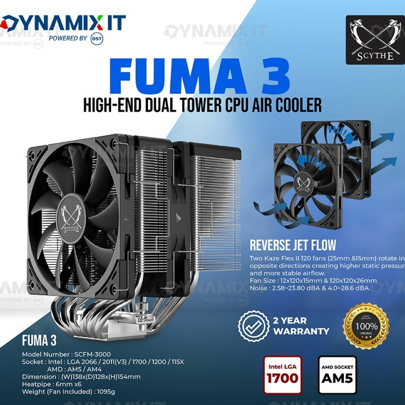 Jual Scythe FUMA 3 Dual Tower Dual Fan 120mm CPU Air Cooler - HSF | CPU ...