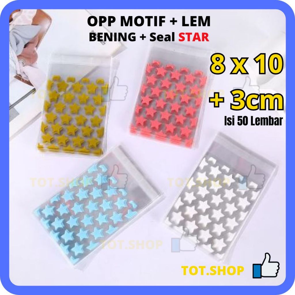 Jual [Isi 50Lbr] PLASTIK OPP MOTIF BINTANG - 8 x 10 + 3cm SEAL roti ...