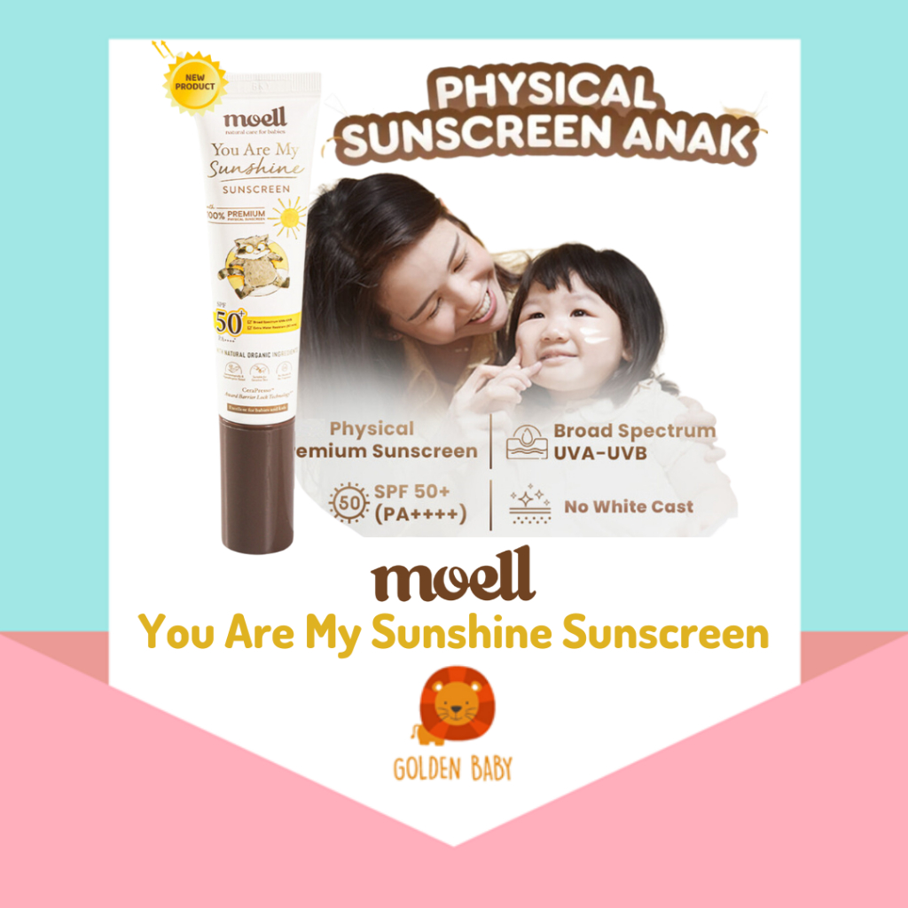 Jual Moell Physical Sunscreen Anak & Bayi SPF 50+ (PA++++) 30 gr ...