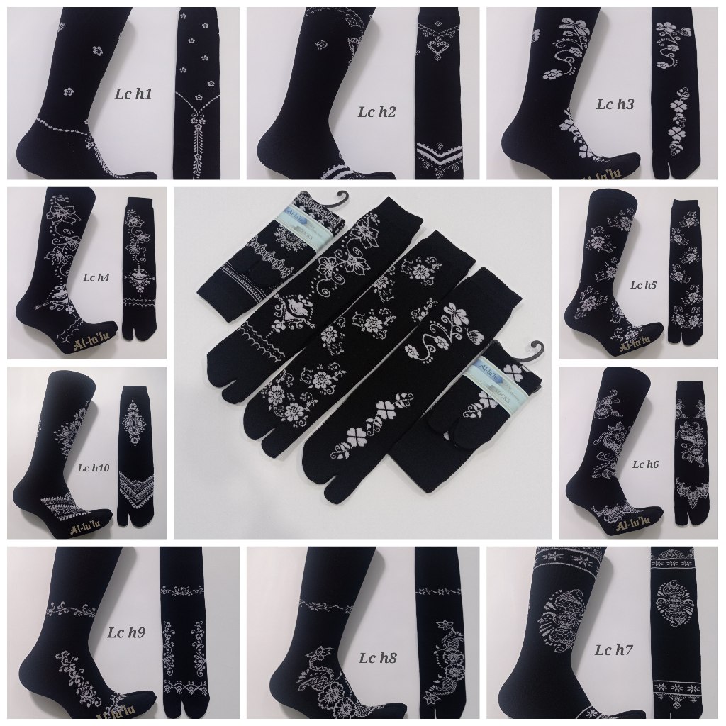 Jual kaos kaki jempol nilon motif HENA HITAM / Batik/ wanita muslimah ...