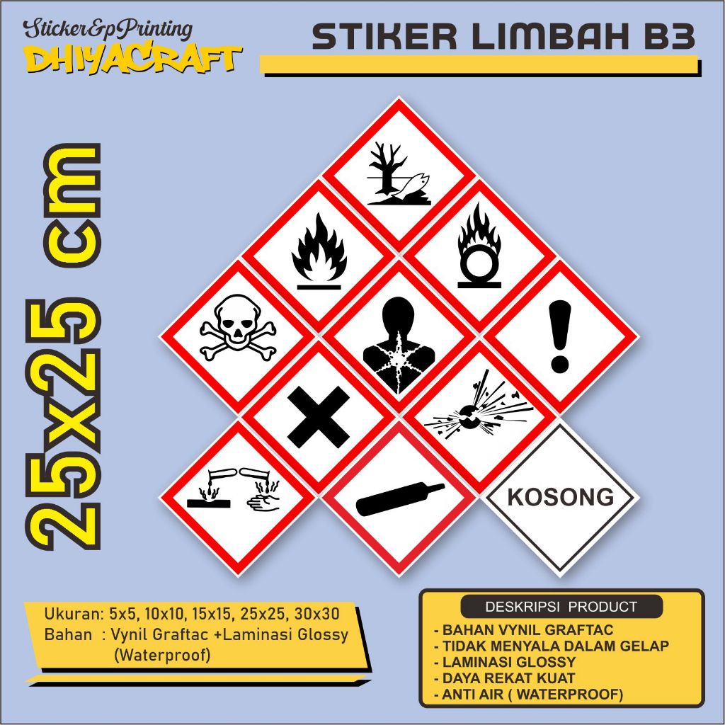 Jual Sticker Label Tanda Simbol Limbah B3 Ukuran 25x25 cm Stiker Bahan ...