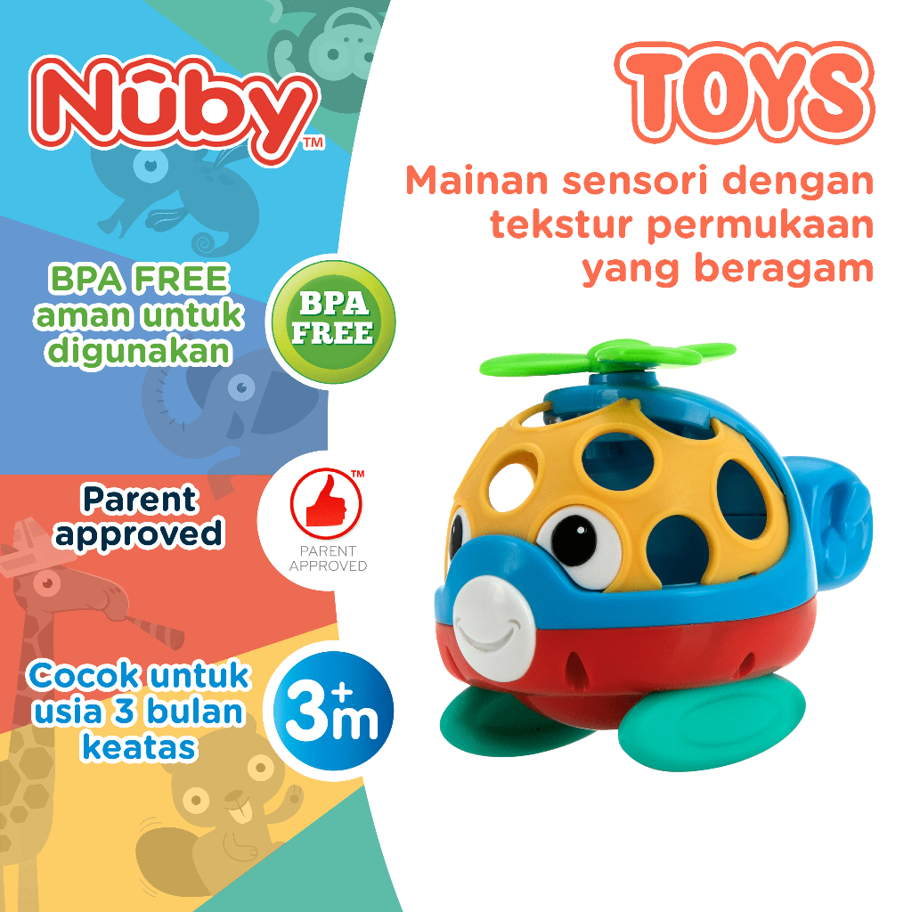 Jual Nuby Play Pal Vehicle Rattle Toy (Helicopter) | Mainan Sensorik ...