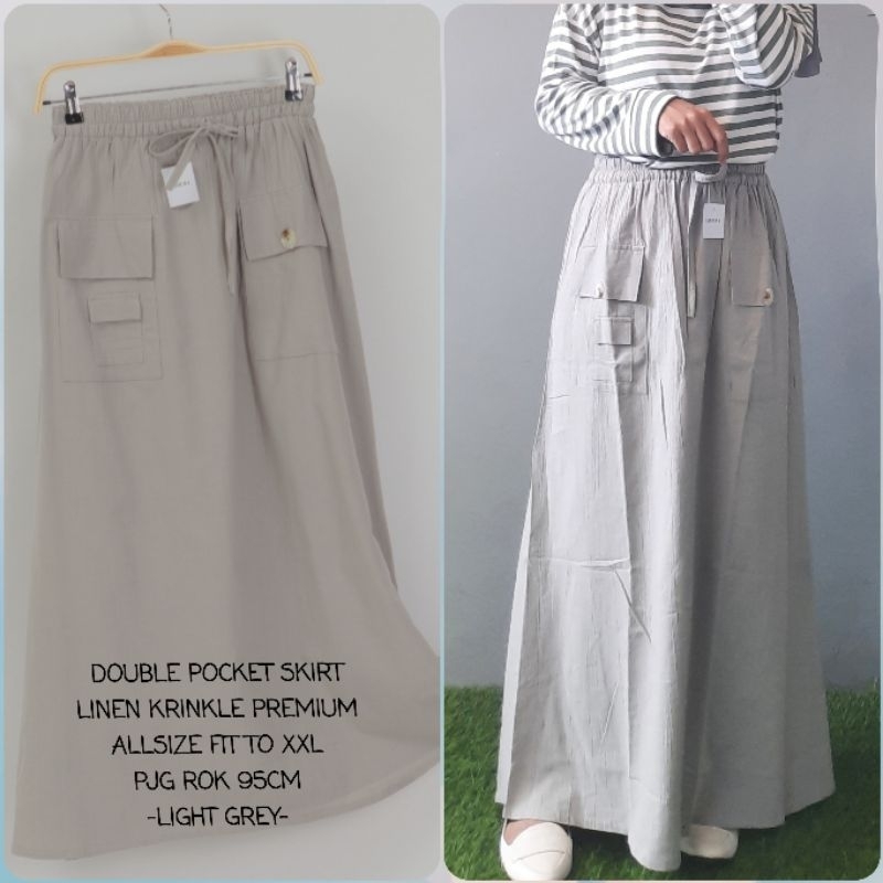 Jual RAISYA ROK PANJANG WANITA KARGO BASIC KATUN ROK LINEN PREMIUM ...