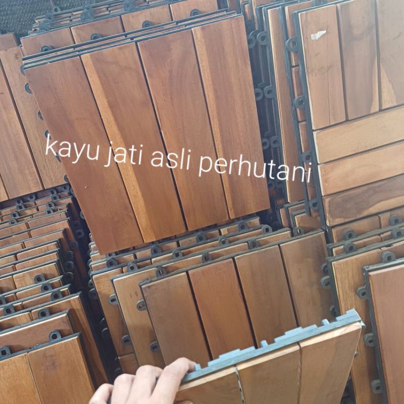 Jual Lantai kayu jati asli ukuran 30 x 30 - Decking tile kayu jati ...