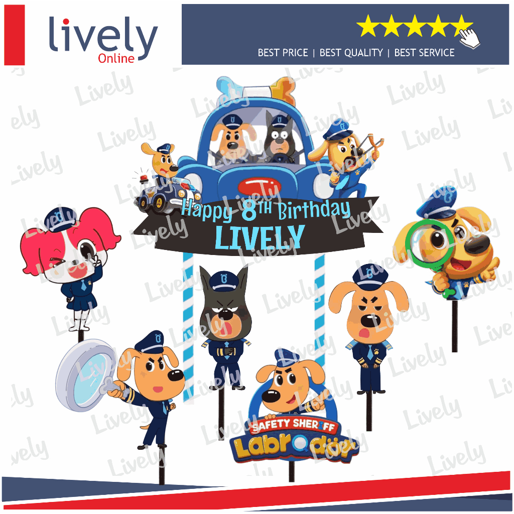 Jual CUSTOM NAMA CAKE TOPPER KARAKTER POLISI LABRADOR SHERIFF HIASAN ...