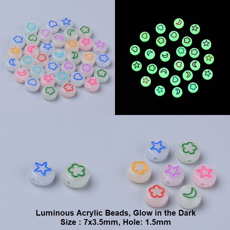 Jual LUMINOUS ACRYLIC SYMBOL BEADS MANIK-MANIK SIMBOL GLOW IN DARK ...