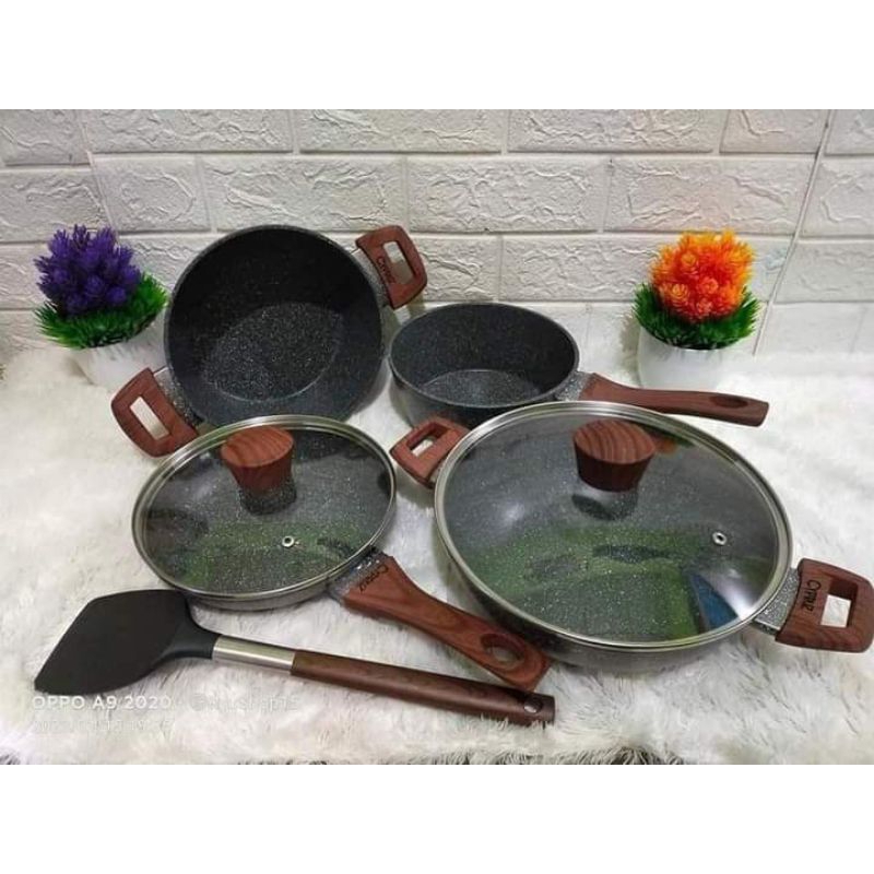 Jual Cyprus Marble Cookware set of 7/panci set cyprus Antilengket ...