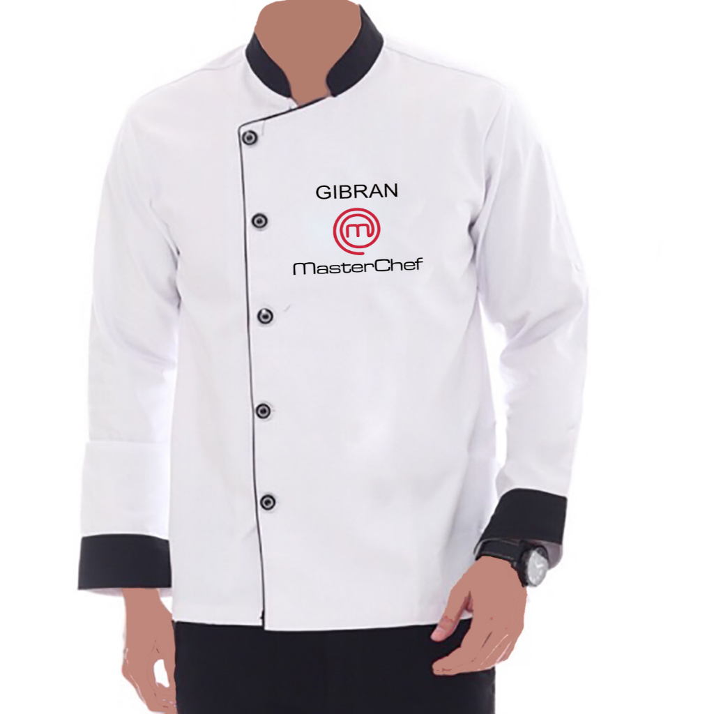 Jual FREE NAMA Baju Koki free Logo Chef Lengan panjang MODEL KANCING 1 ...
