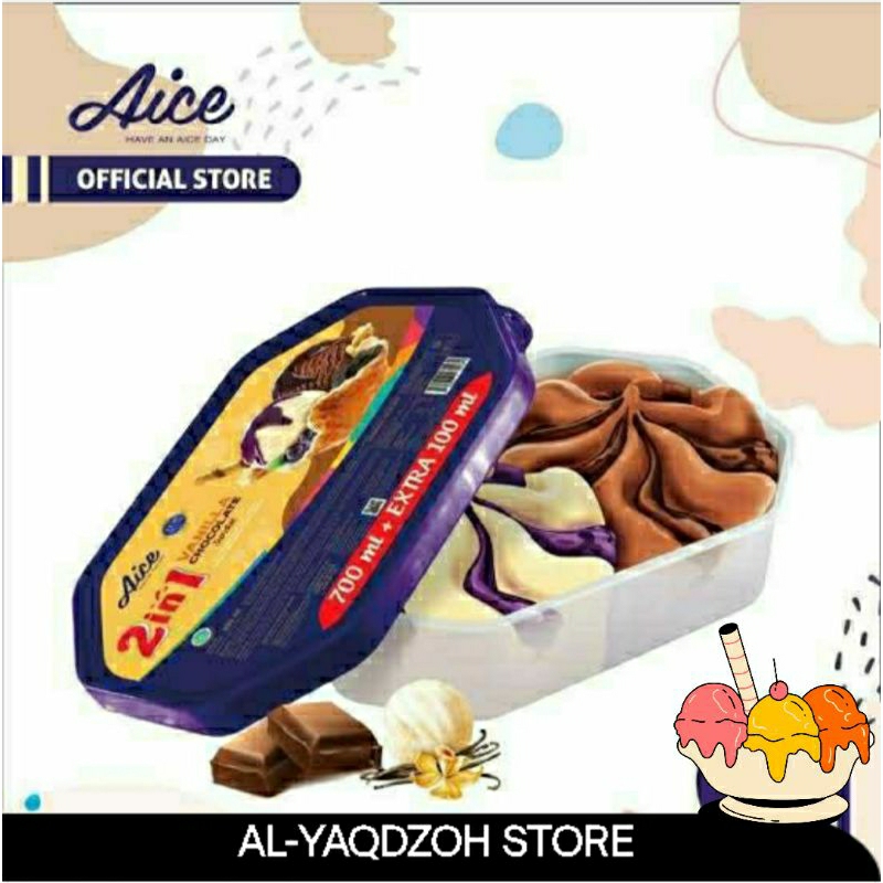 Jual Aice Ice Cream 2in1 - Vanila Cokelat 800ML | Shopee Indonesia
