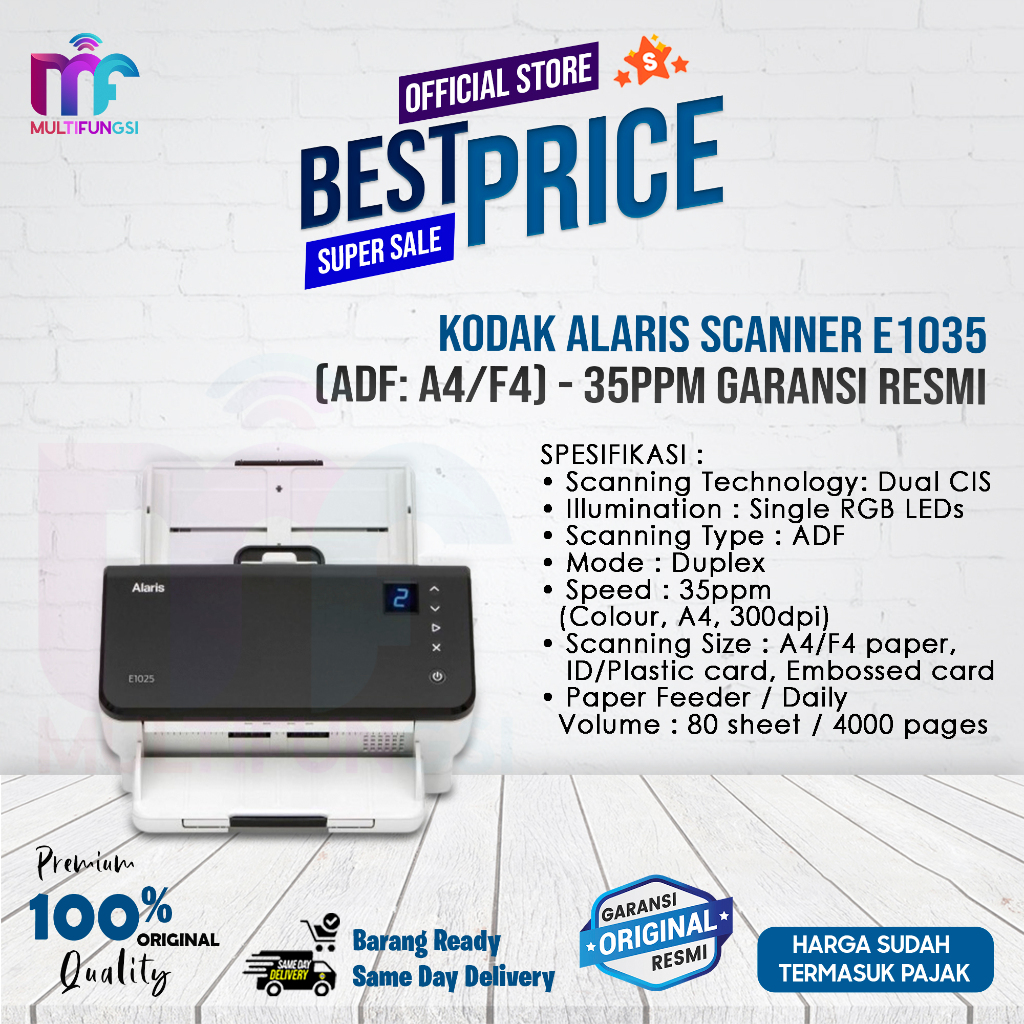 Jual Kodak Alaris Scanner e1035 (ADF: A4/F4) - 35ppm | Shopee Indonesia