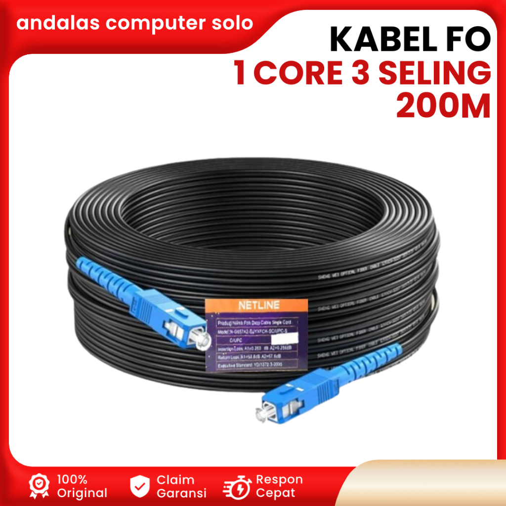 Jual KABEL FO FIBER OPTIK PRECON 200M 1 CORE 3 SLING | Shopee Indonesia