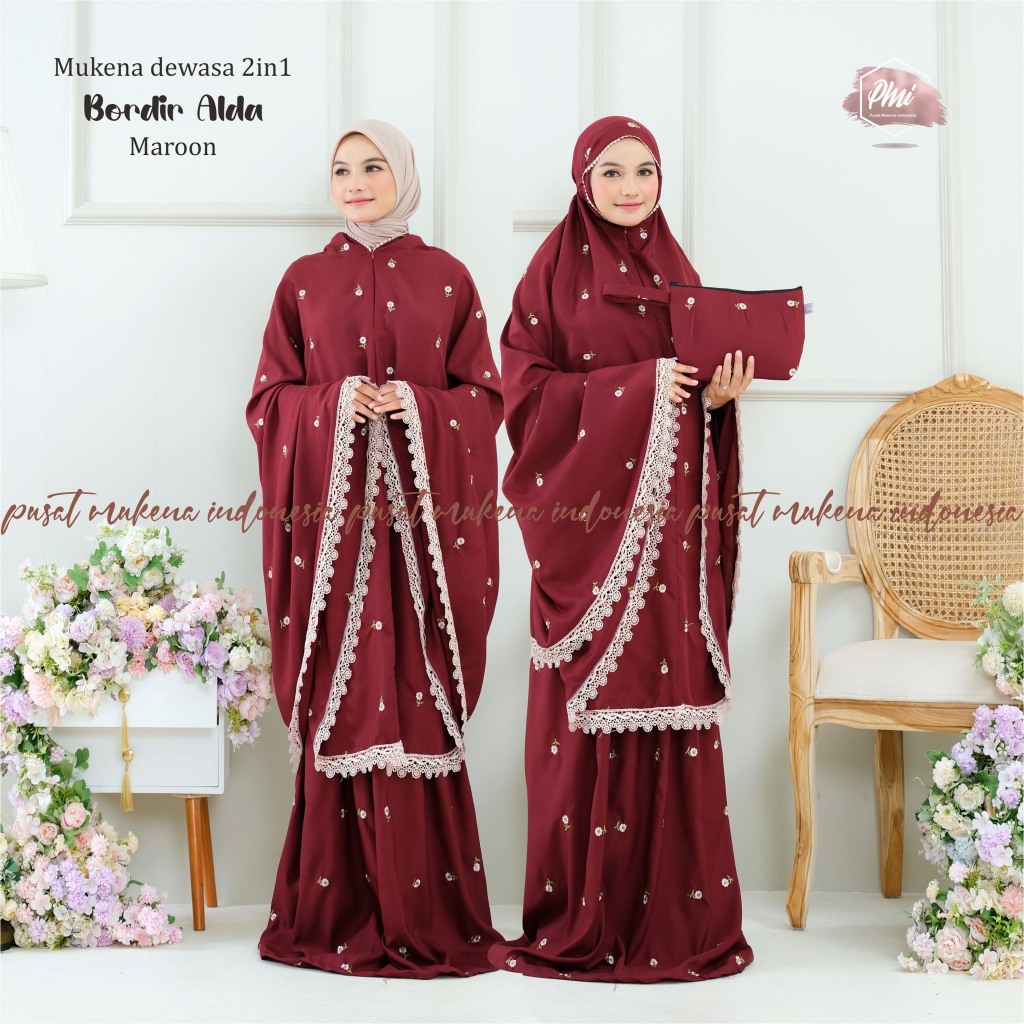Jual MELIKA - Mukena Dewasa 2in1 Katun Bordir Alda | Shopee Indonesia