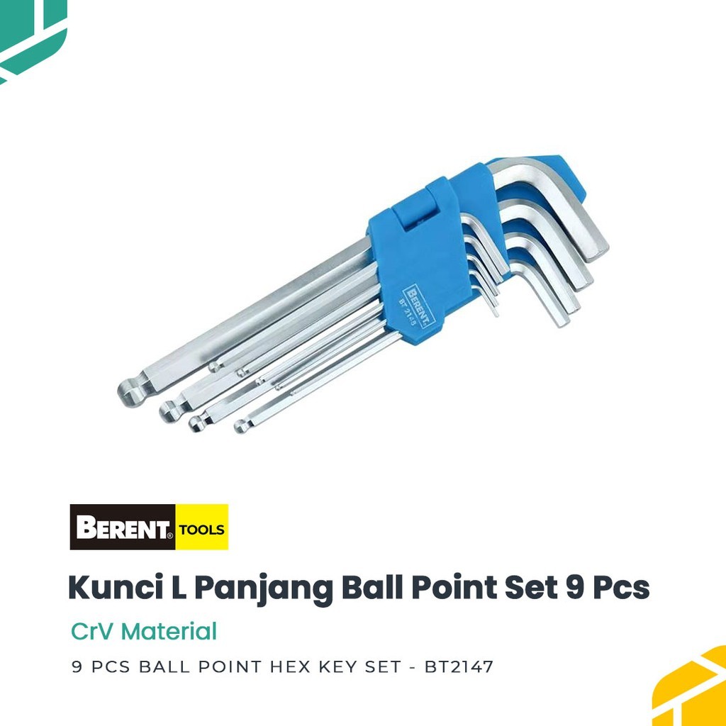 Jual PROMO!!! BERENT Kunci L Set Panjang Ball Point Hex Key SET 9 Pcs ...