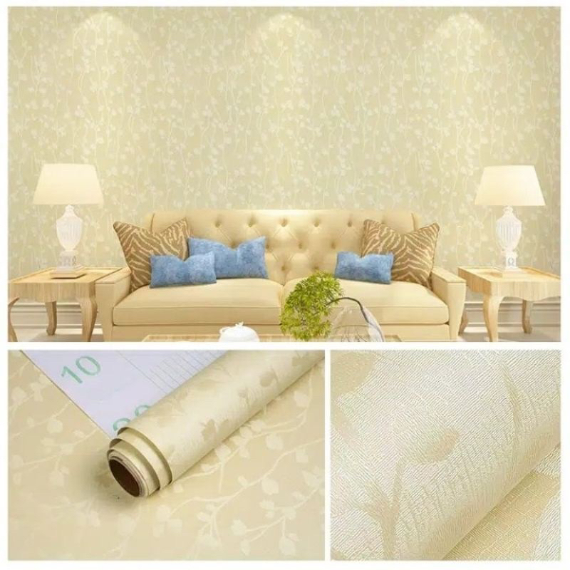 Jual Wallpaper Dinding Wallpaper Motif Bunga Serat Krem 7m,s/d 8m Lebar ...