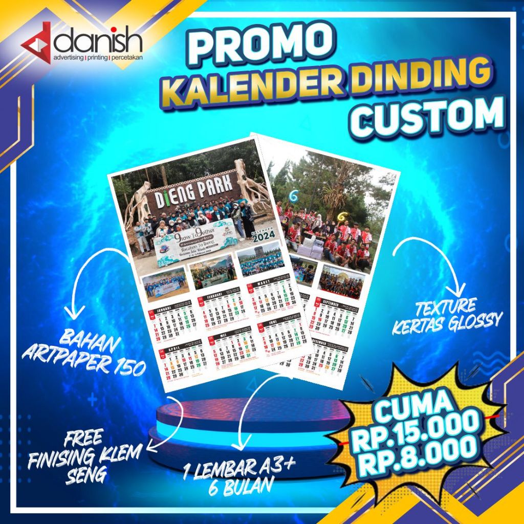 Jual KALENDER 2024 CUSTOM KALENDER DINDING ISI 2 LEMBAR/1 lembar 6 ...